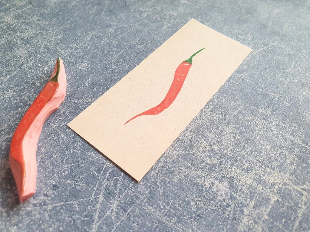 Chili Pepper Rubber Stamp for Kitchen Journal, Vegetable Stamp for ...