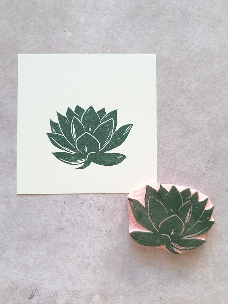 Water lily rubber stamp for cardmaking botanical stamp for | Etsy
