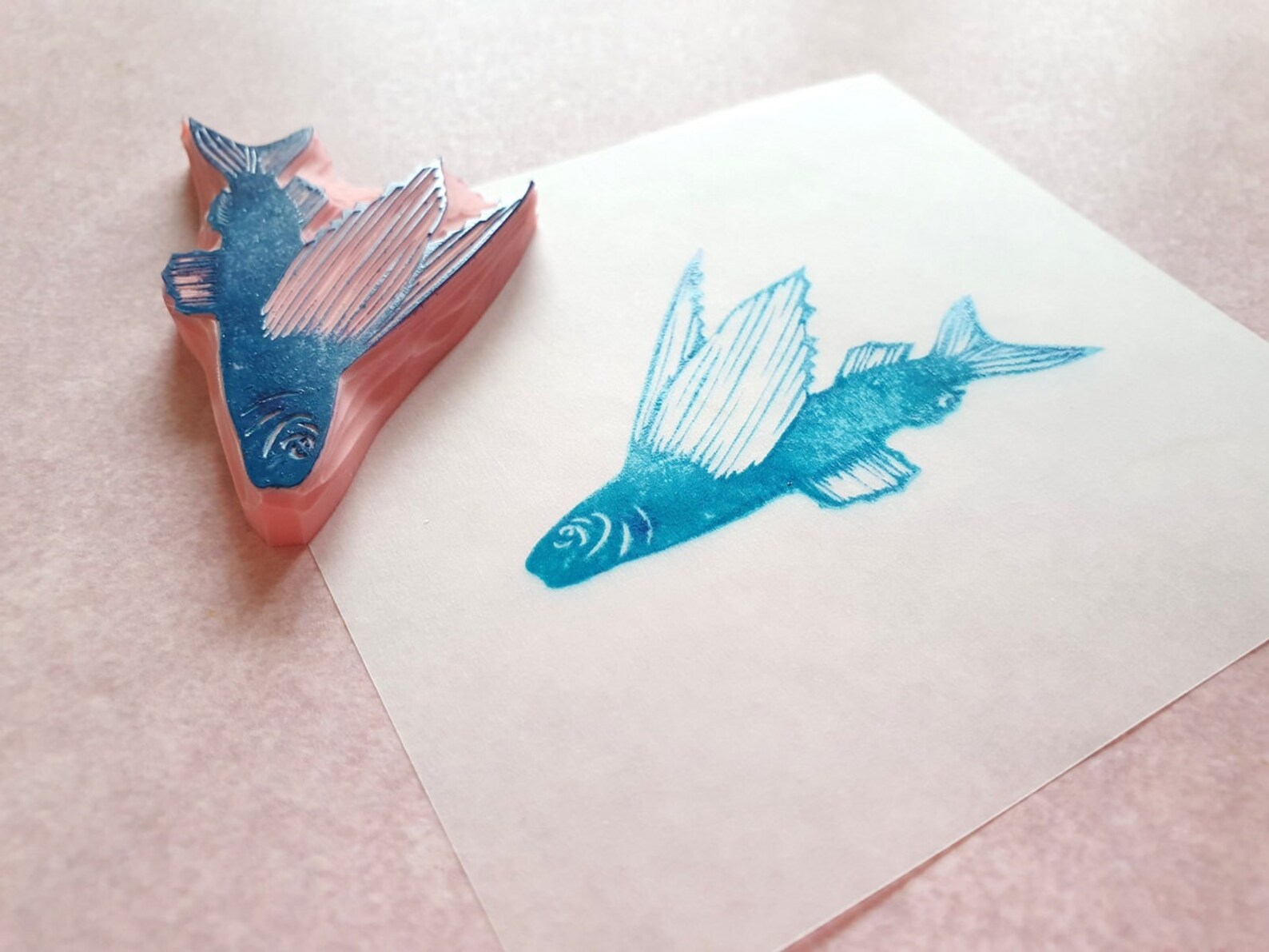 Flying Fish Rubber Stamp for Cardmaking, Ocean Animal Stamp for ...