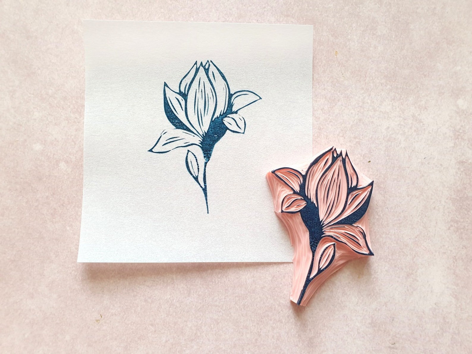 Magnolia Rubber Stamp for Printing on Paper and All Surfaces | Etsy