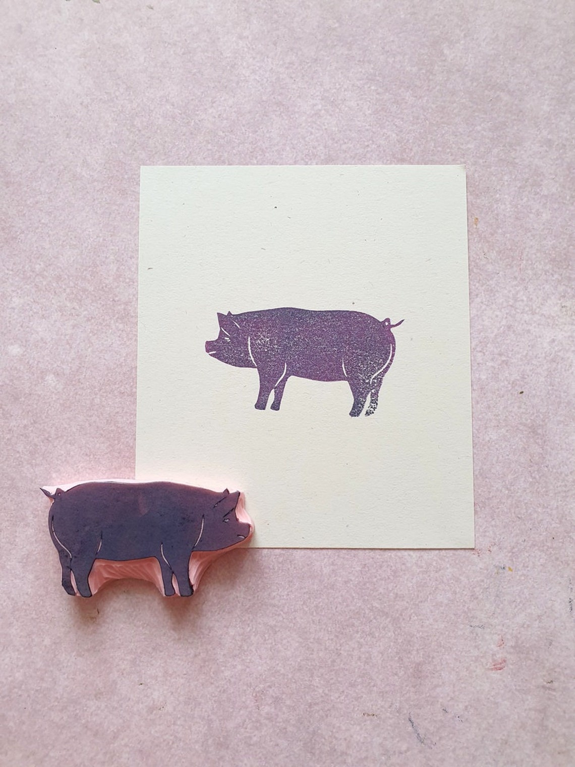 Pig rubber stamp for cardmaking farm animal stamp for | Etsy