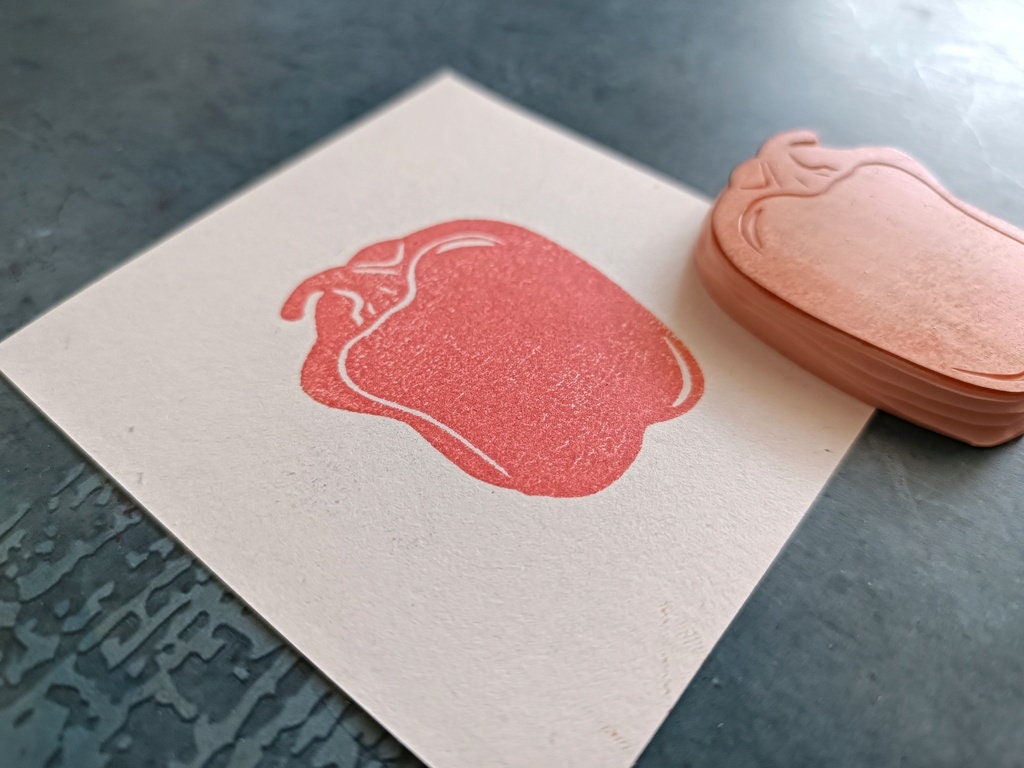 Pepper Rubber Stamp for Journal, Bell Pepper Stamp for Paper Craft ...
