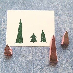 Christmas Tree Rubber Stamp Set for Cardmaking, Decorative Pine Tree ...
