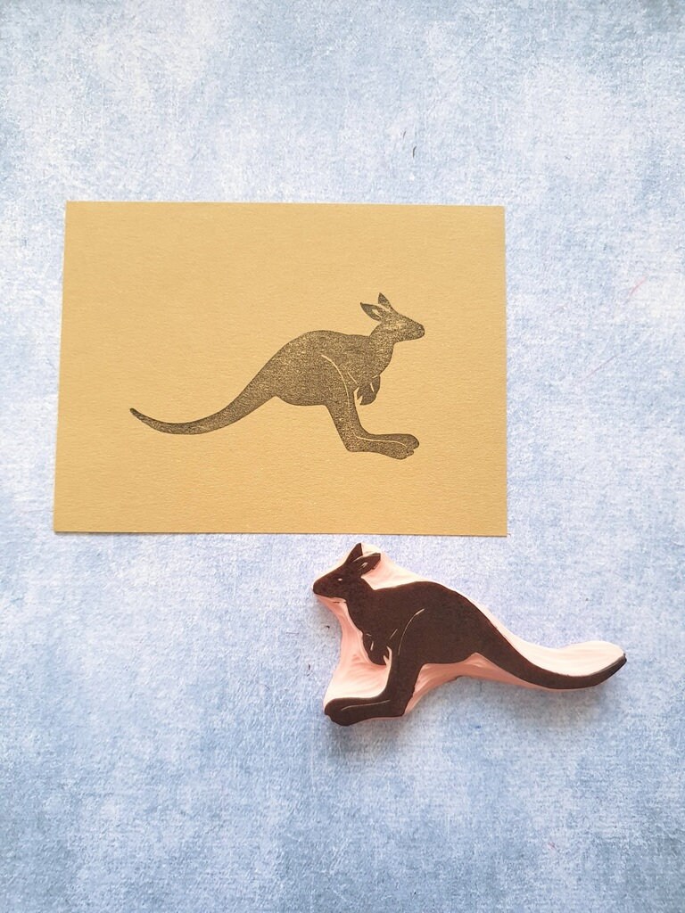 Kangaroo Rubber Stamp for Travelers Journal, Australian Animal Stamp ...