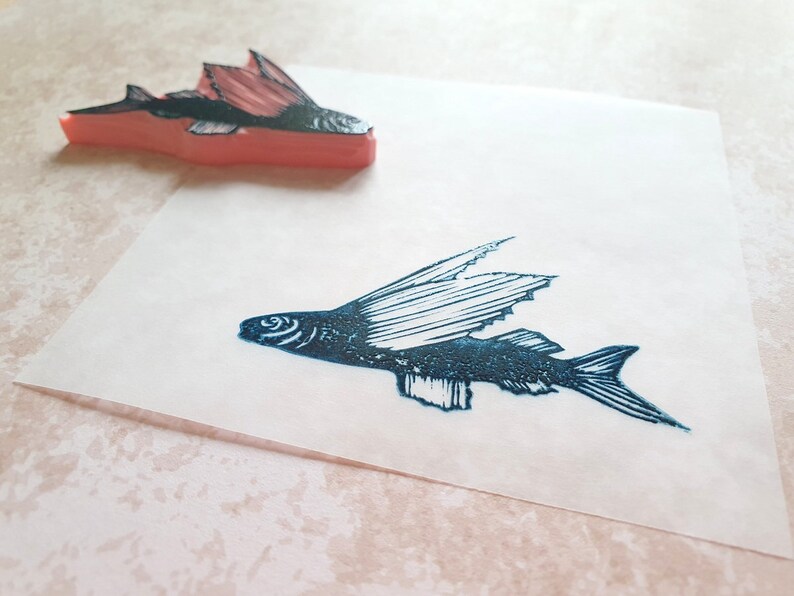 Flying Fish Rubber Stamp for Cardmaking, Ocean Animal Stamp for ...