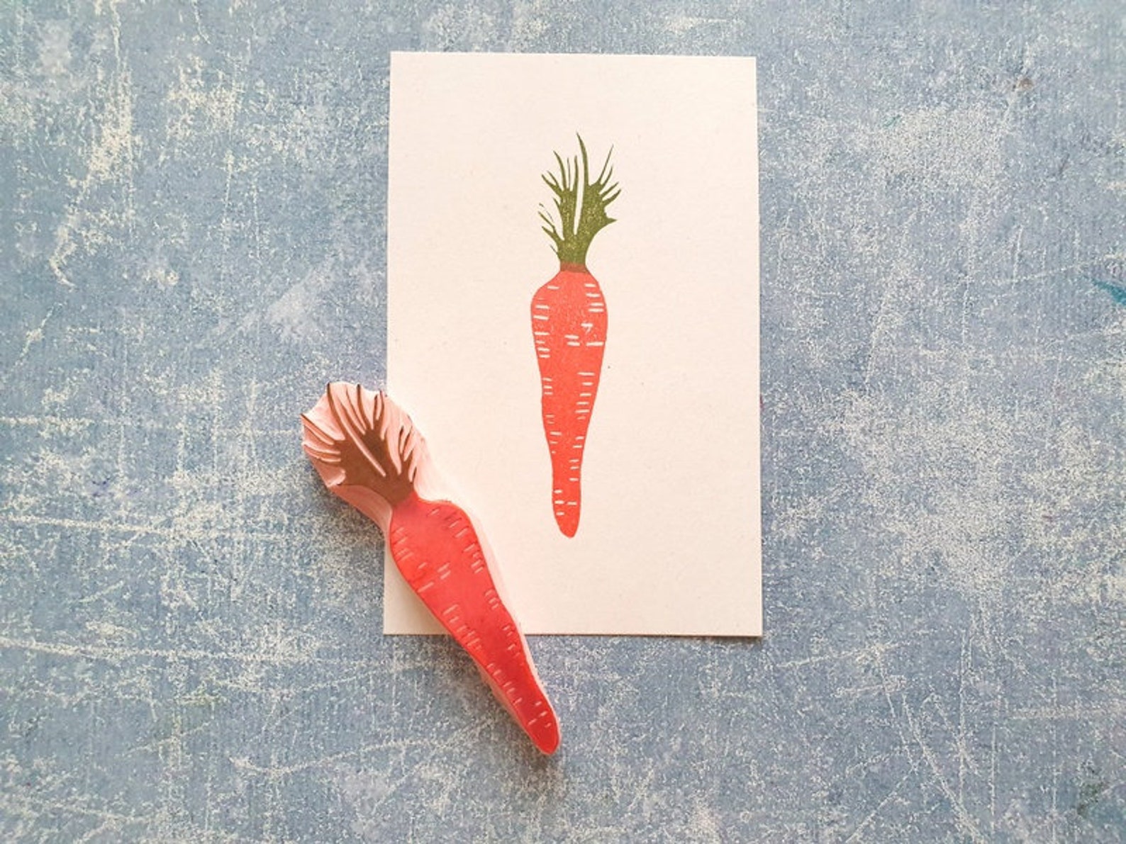 Carrot Rubber Stamp for Printing on Fabric Bags, Garden Vegetable Stamp ...
