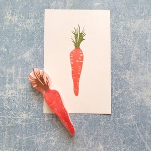 Carrot Rubber Stamp for Printing on Fabric Bags, Garden Vegetable Stamp ...