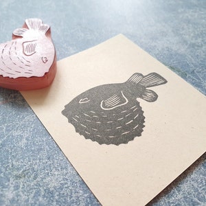 Pufferfish Rubber Stamp for Art Journaling, Fish Rubber Stamp for ...