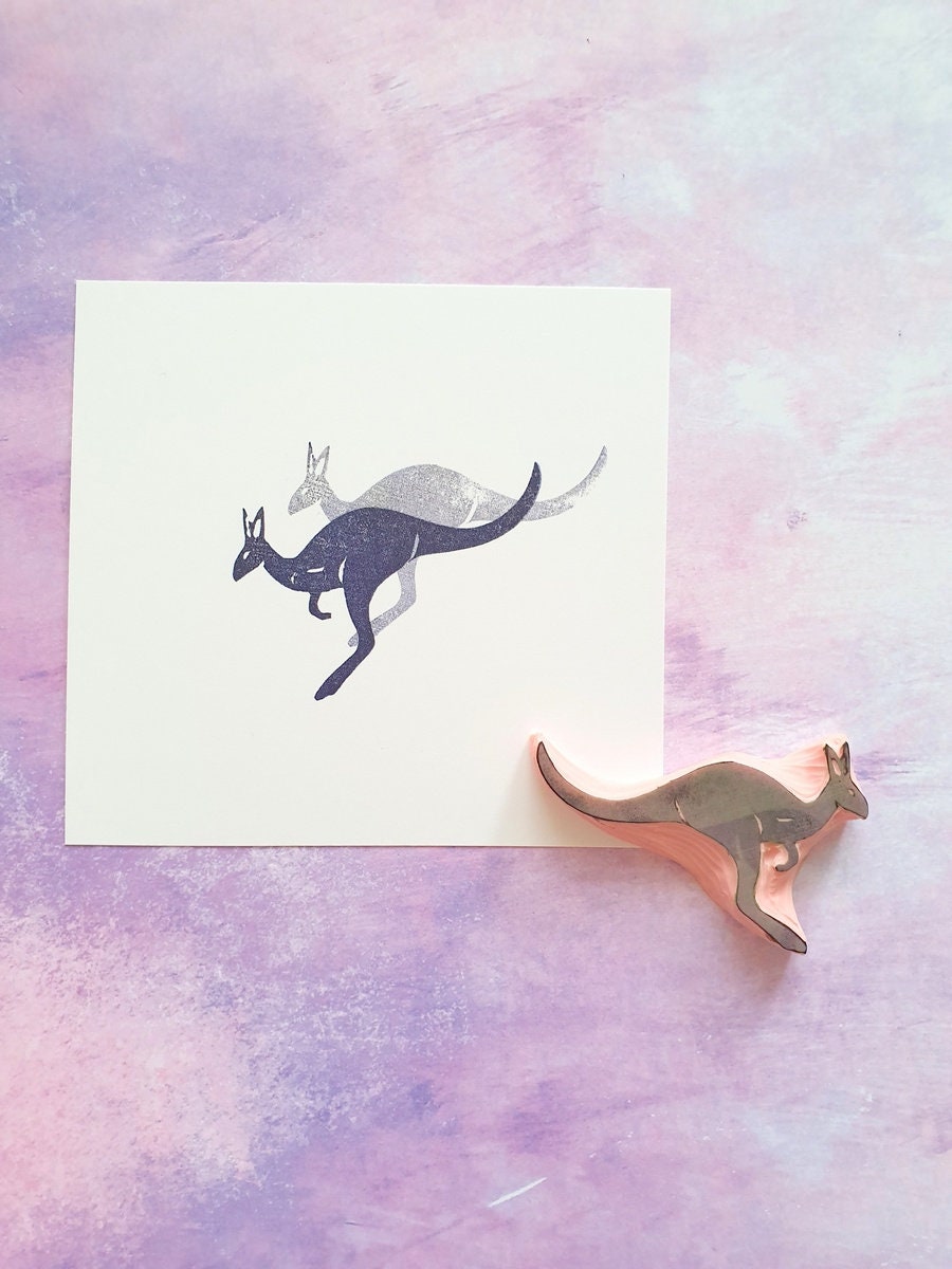Kangaroo rubber stamp for snail mail lovers jumping kangaroo | Etsy