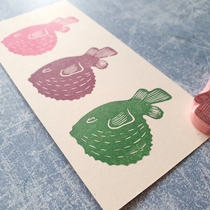 Pufferfish Rubber Stamp for Art Journaling, Fish Rubber Stamp for ...
