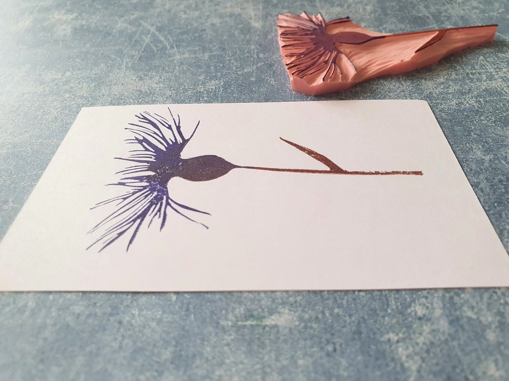 Cornflower Rubber Stamp for Cardmaking, Blue Flower Scrapbooking Stamp ...