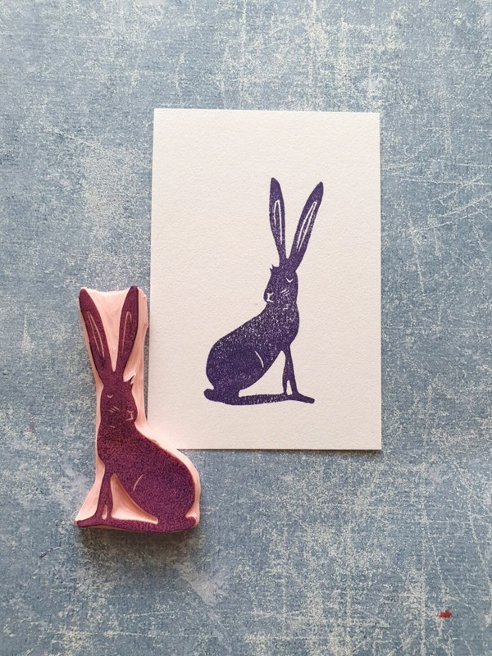 Hare Rubber Stamp for Easter Decor Woodland Animal Stamp - Etsy Denmark