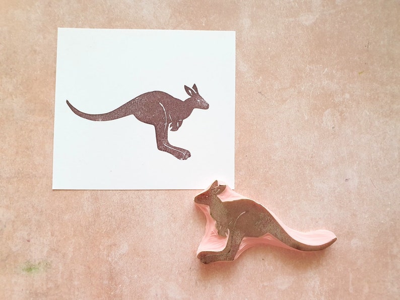 Kangaroo rubber stamp for travelers journal Australian animal | Etsy