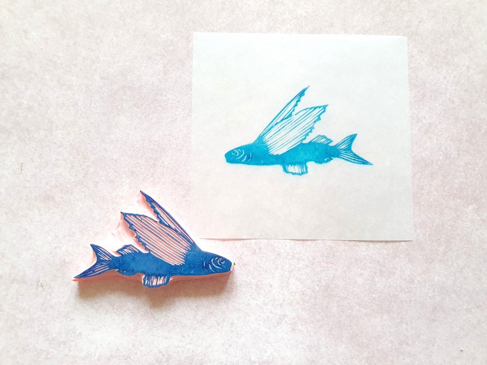 Flying Fish Rubber Stamp for Cardmaking, Ocean Animal Stamp for ...