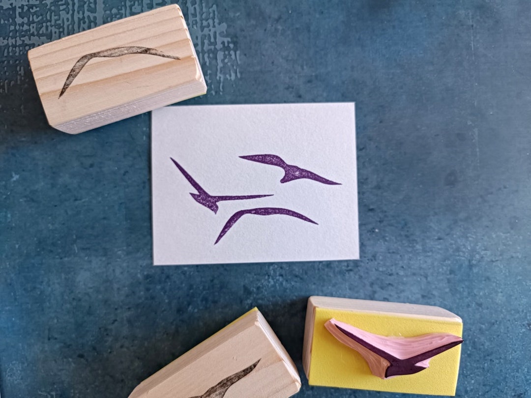 Birds Rubber Stamp Set of 3, Vintage Wings Stamp for Cardmaking ...