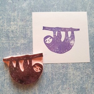 Sloth Rubber Stamp, Sloth Print, Wild Animal Stamp, Travelers Notebook ...