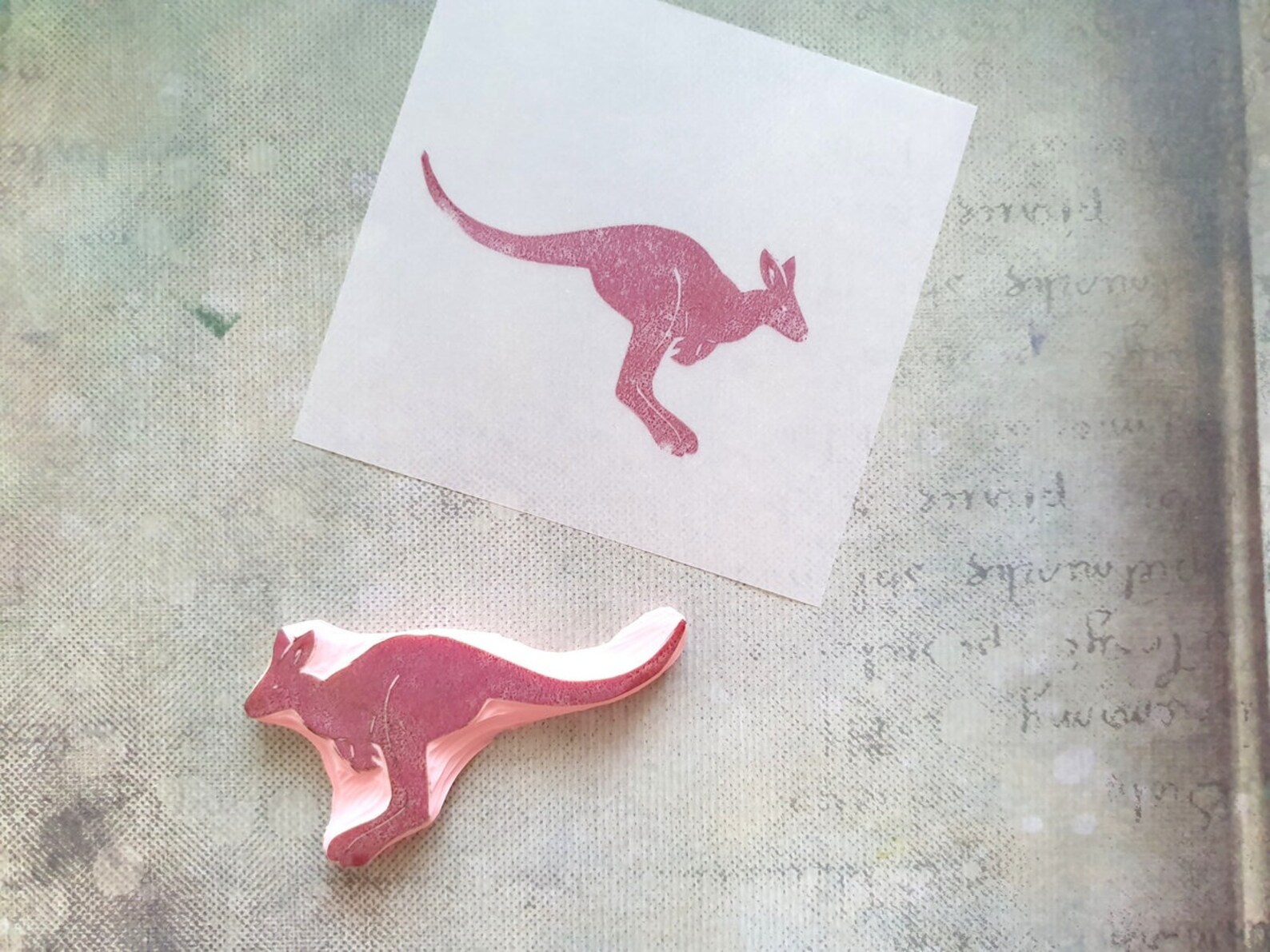 Kangaroo Rubber Stamp for Travelers Journal, Australian Animal Stamp ...