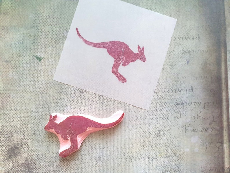 Kangaroo Rubber Stamp for Travelers Journal, Australian Animal Stamp ...