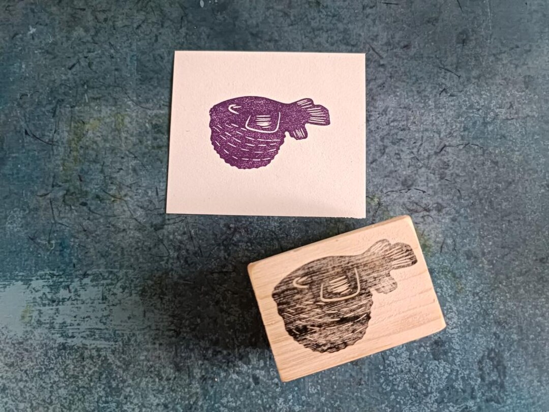 Pufferfish Rubber Stamp for Art Journaling, Fish Rubber Stamp for ...