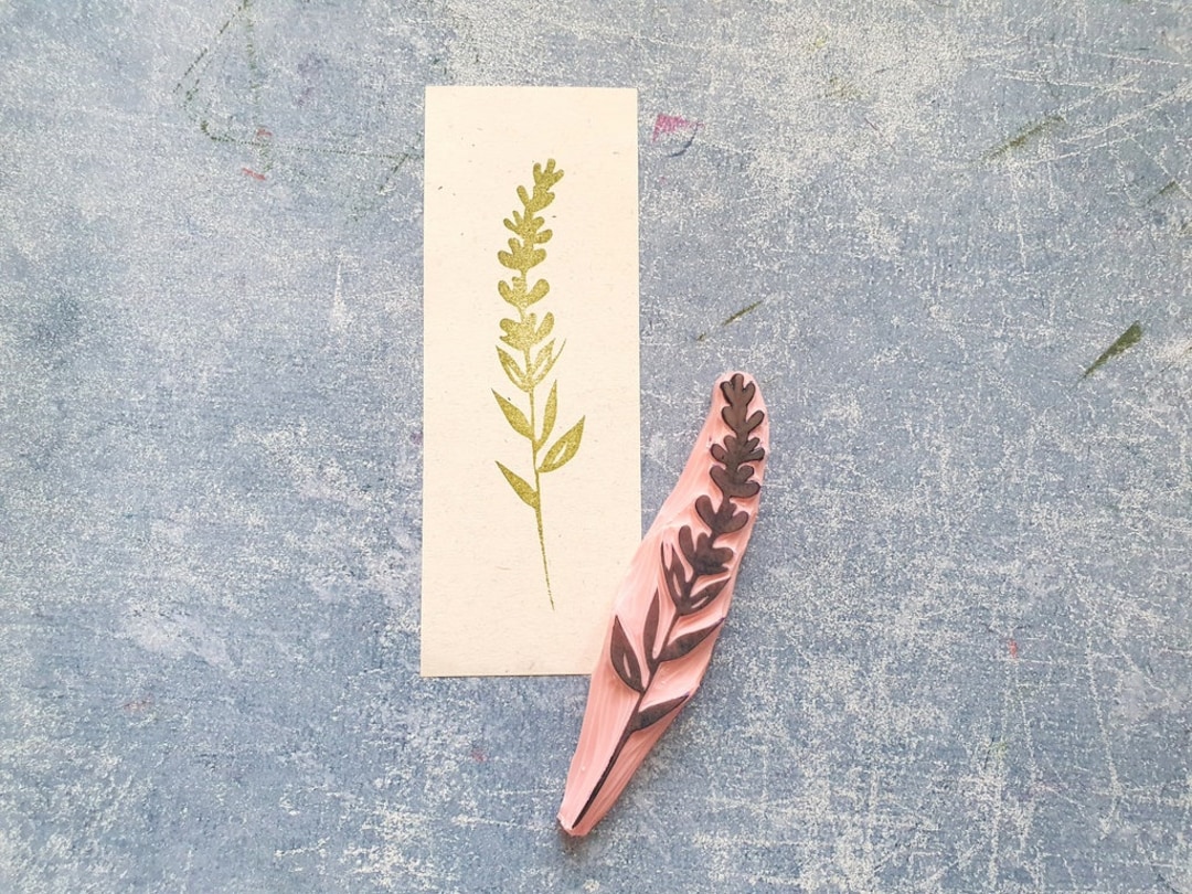 Lavender Rubber Stamp for Rustic Stationery, Fabric Pattern Print ...