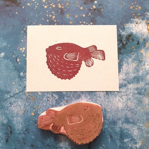 Pufferfish Rubber Stamp for Art Journaling Fish Rubber Stamp - Etsy