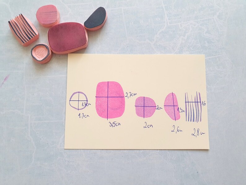 Pattern Stamp Set of 5 for Art Journaling, Shape Rubber Stamp Set for ...