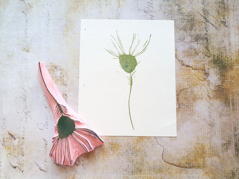 Thistle Rubber Stamp for Altered Art Journal, Wild Flower Stamp for ...