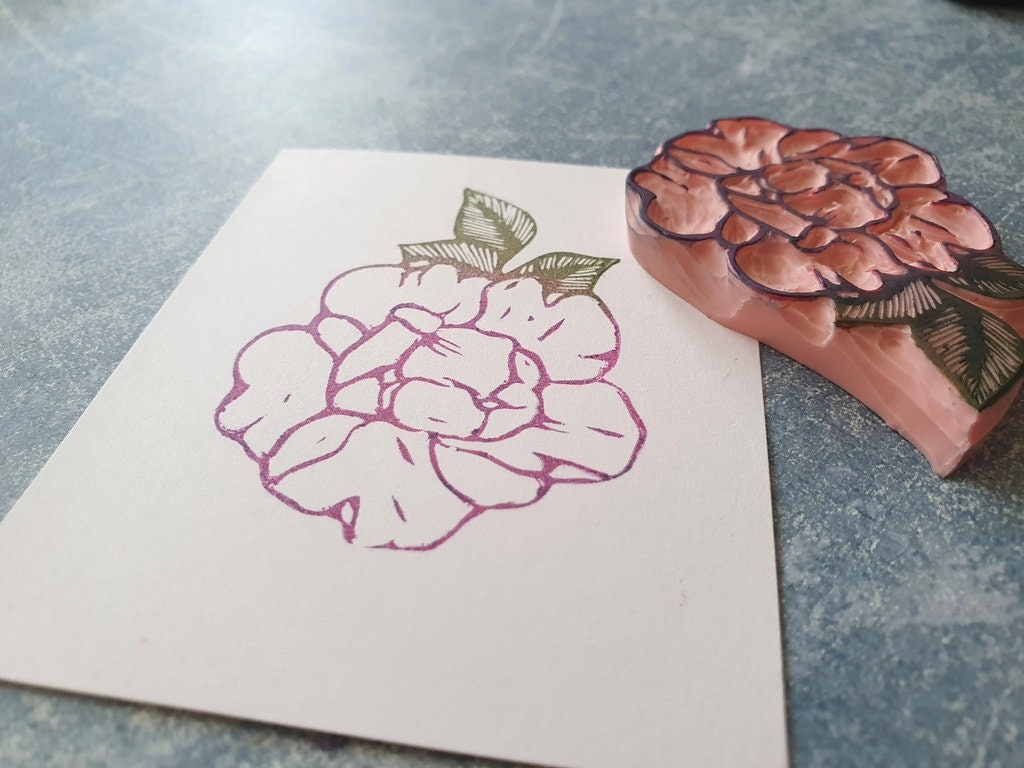 Peony Rubber Stamp for Country Wedding Invitation, Wild Rose Stamp for ...