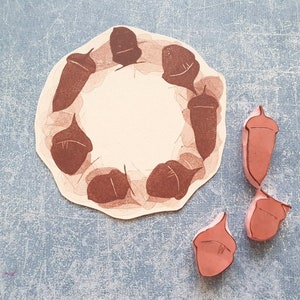 Acorn Rubber Stamp Set of 3, Fall Stamp Set for Cardmaking, Autumn ...