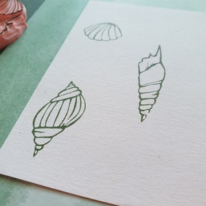 Seashell Rubber Stamp Set of 3 for Scrapbooking, Shell Stamp, Beach ...