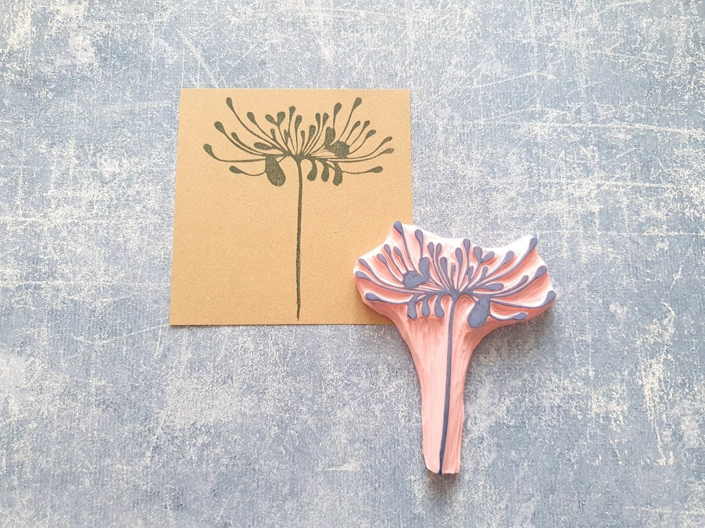 Japanese Lily Rubber Stamp for Handmade Cards, Asian Flower Stamp, Wild ...