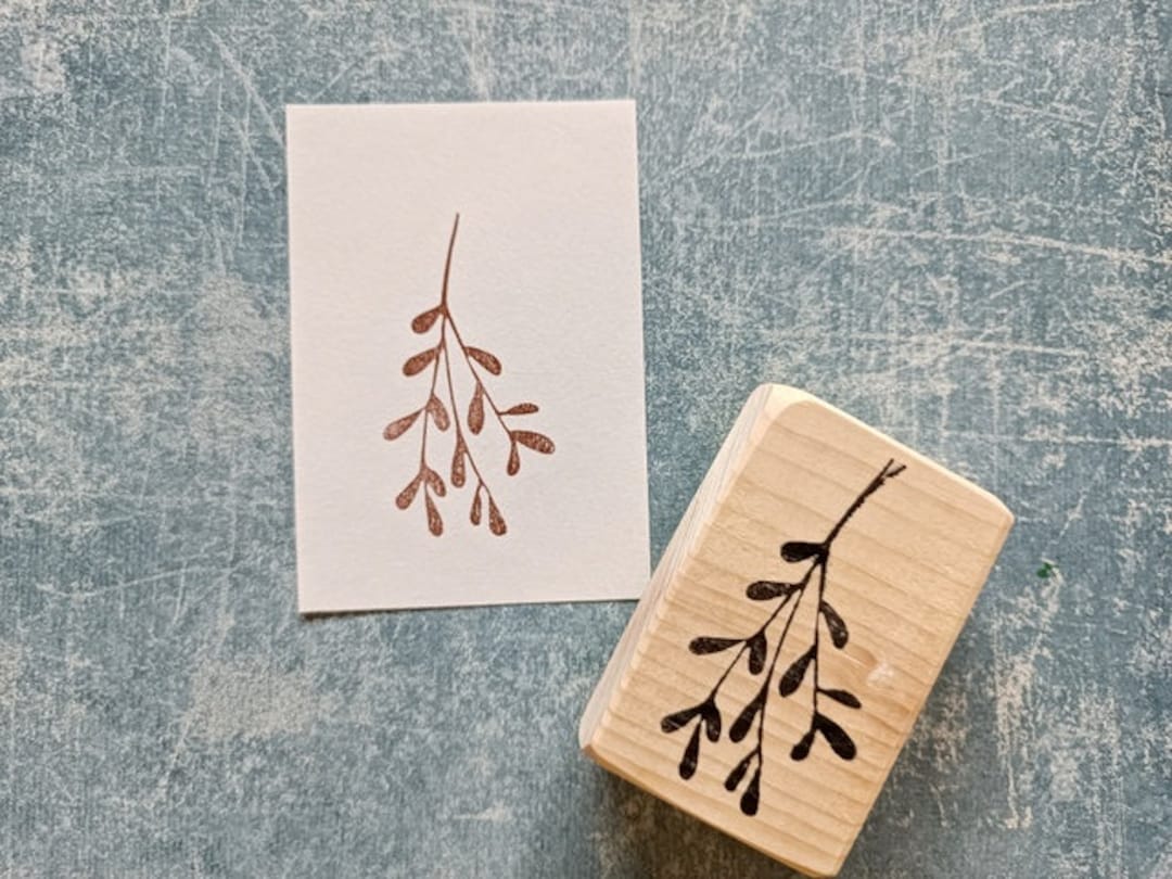 Mistletoe Rubber Stamp for Christmas Card, Seasonal Greeting Stamp ...