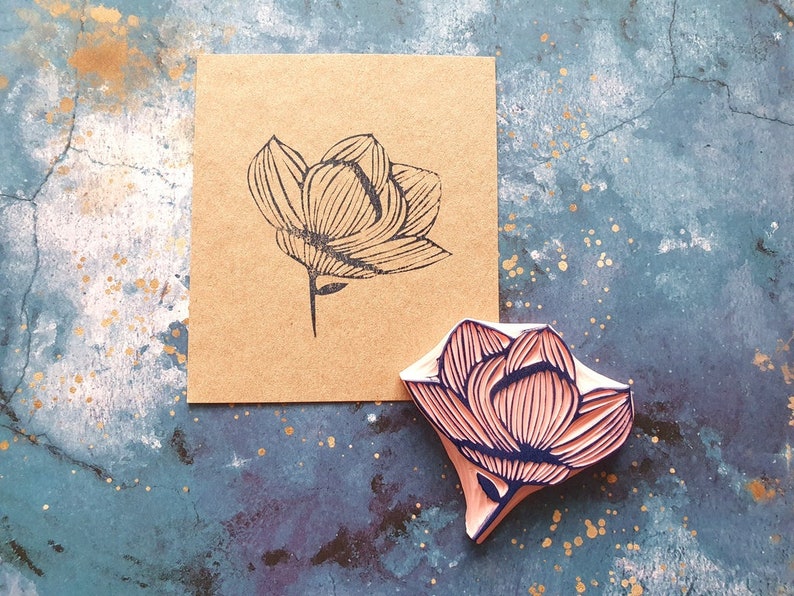 Magnolia Rubber Stamp Garden Flower Ephemera Cardmaking | Etsy