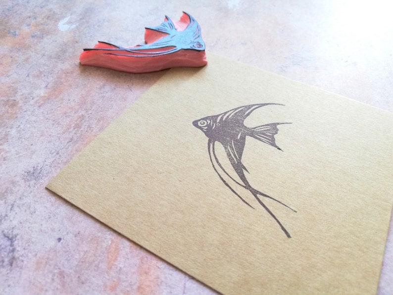 Fish stamp for fabric pattern aquarium rubber stamp for | Etsy