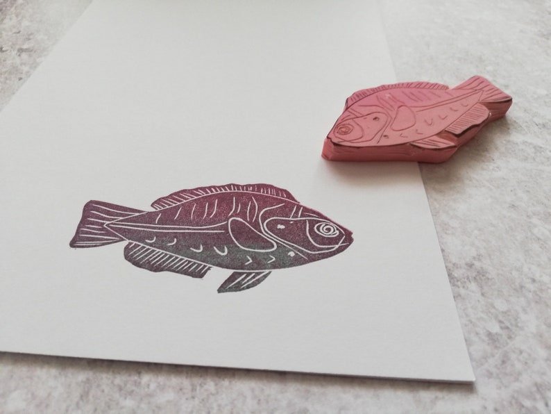 Fish Rubber Stamp, Sea Life Stamp for Journals, Gift for Dad, Grandpa ...