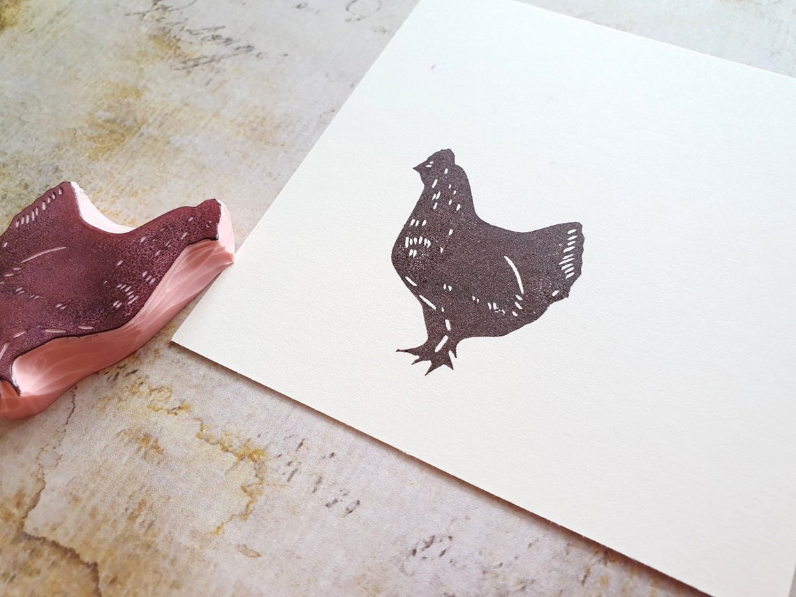 Chicken rubber stamp for scrapbooking Farm animal stamp for | Etsy