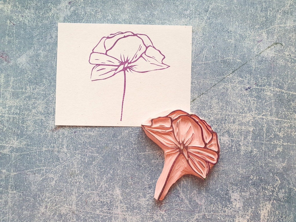 Peony Rubber Stamp for Boho Wedding Stationery, Elegant Ceremony Stamp ...