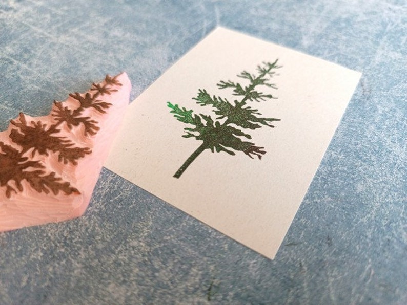 Pine Tree Rubber Stamp Wild Forest Stationery Christmas - Etsy