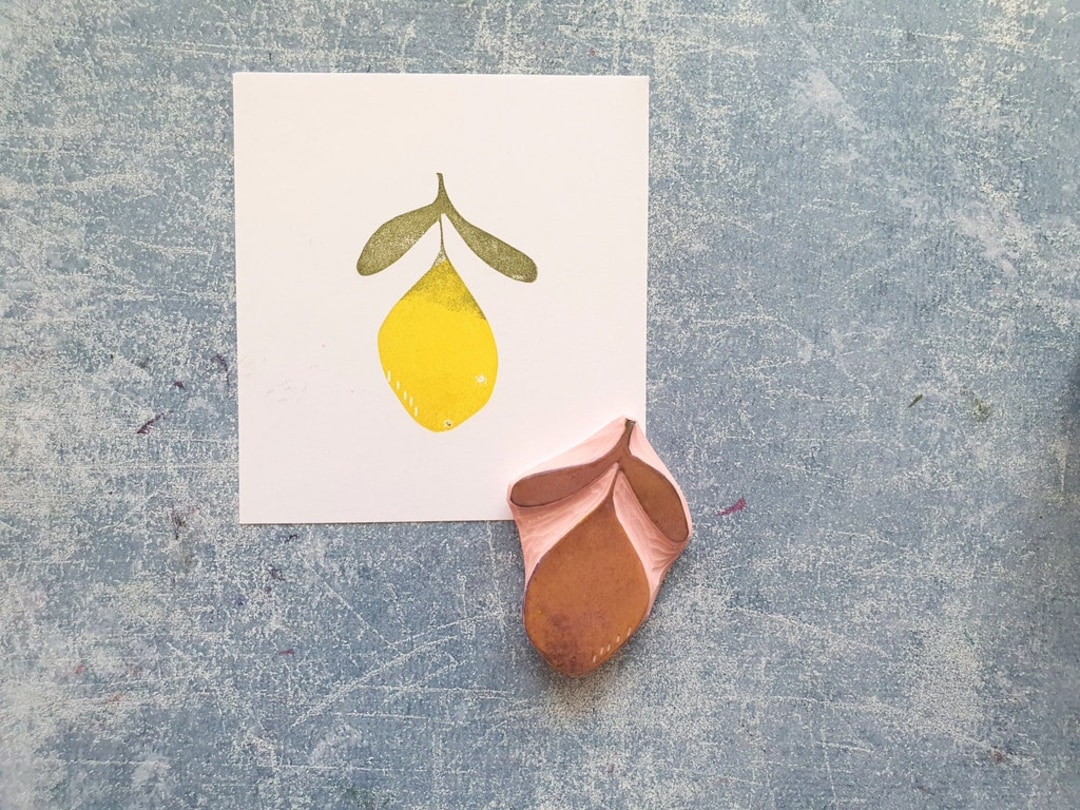 Lemon Rubber Stamp for Bullet Journal, Citrus Stamp for Fabric Pattern ...