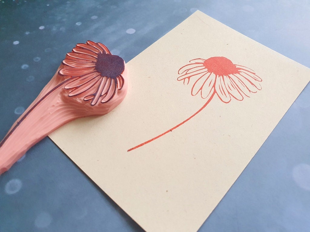 Wild flower rubber stamp for bullet journal floral stamp for | Etsy
