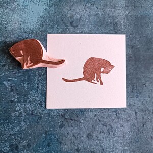 Cat Rubber Stamp for Journaling, Hand Carved Cat Stamp for Crafting ...