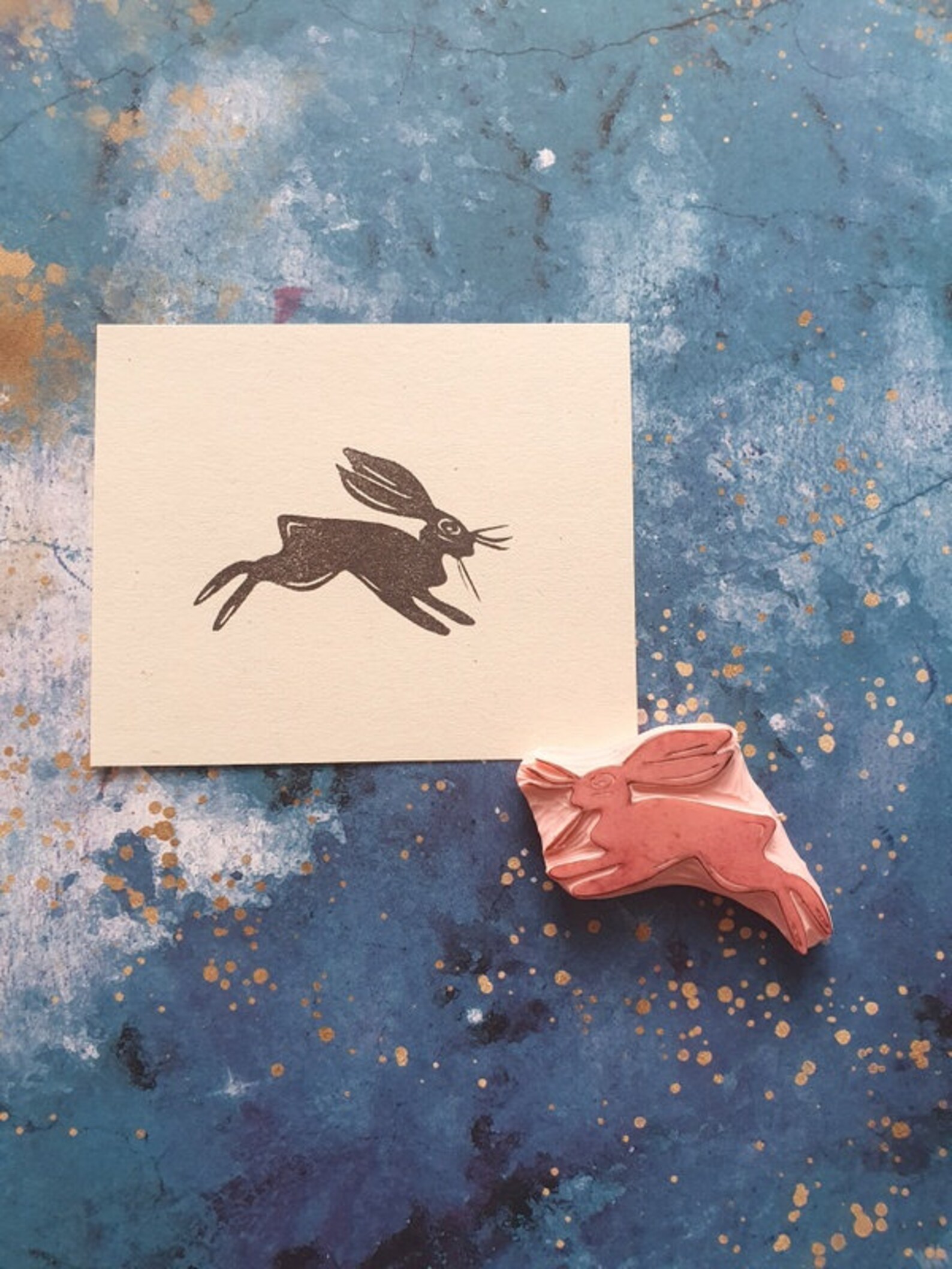 Rabbit Rubber Stamp Hare Rubber Stamp Animal Stamp Easter | Etsy