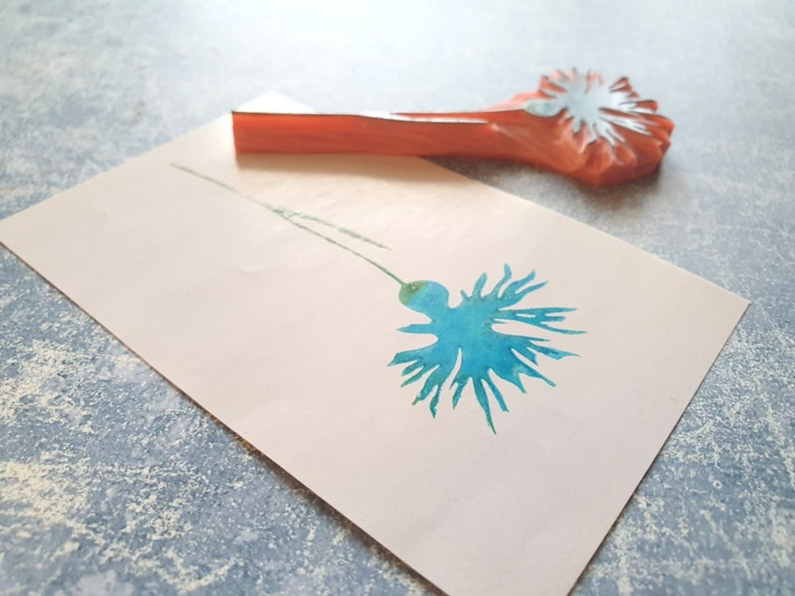 Cornflower Rubber Stamp for Cardmaking Blue Flower Stamp for - Etsy