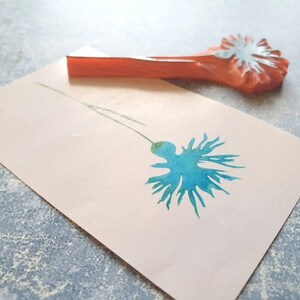 Cornflower Rubber Stamp for Cardmaking, Blue Flower Stamp for ...