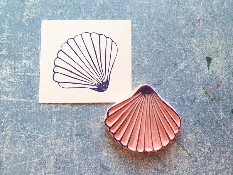 Seashell Rubber Stamp for Scrapbooking Hand Carved Bullet - Etsy