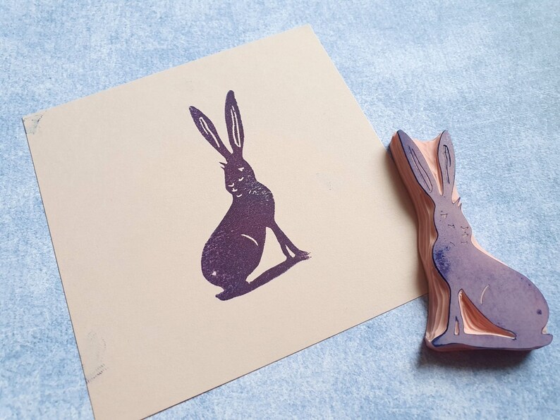 Hare rubber stamp for Easter decor woodland animal stamp | Etsy