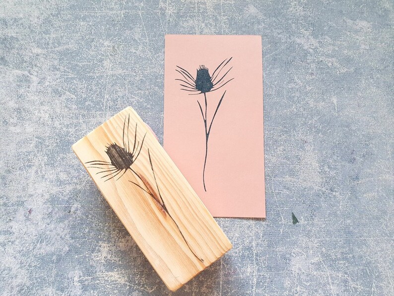 Thistle Rubber Stamp for Art Journal Wild Flower for Mixed | Etsy