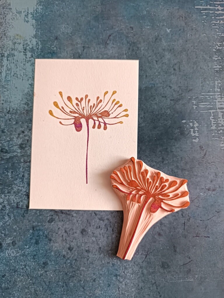 Japanese Lily Rubber Stamp for Handmade Cards, Asian Flower Stamp, Wild ...