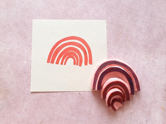 Rainbow rubber stamp set of 5 for kids activities waldorf | Etsy
