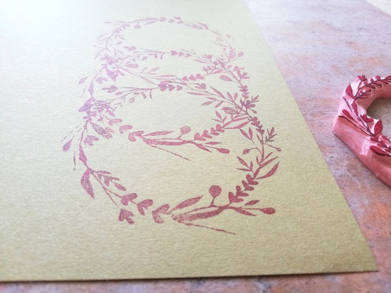 Wreath rubber stamp for rustic wedding cardmaking botanical | Etsy